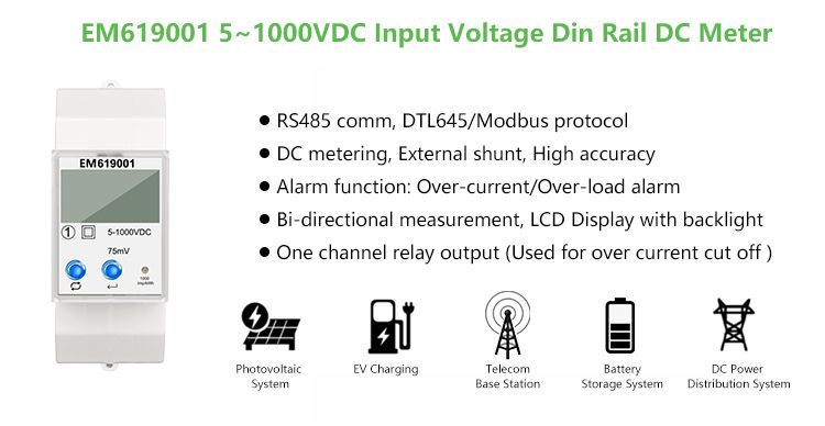Multi-tariff 200A 5-1000V DC Power Monitoring Bidirectional Meter for ...