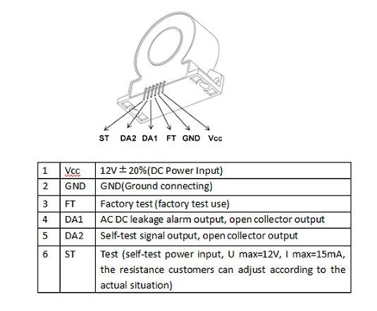 Self-testing B-type RCD Sensor Device 30mA AC 6mA DC Leakage Current ...